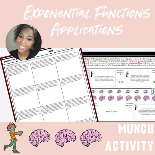 Exponential Functions Applications Zombie Munch Activity | Algebra 1 | Beyond the Math