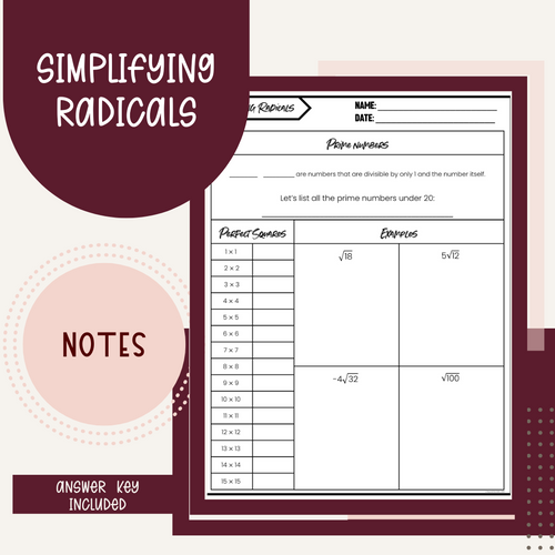 Simplifying Radicals Guided Notes | Beyond the Math