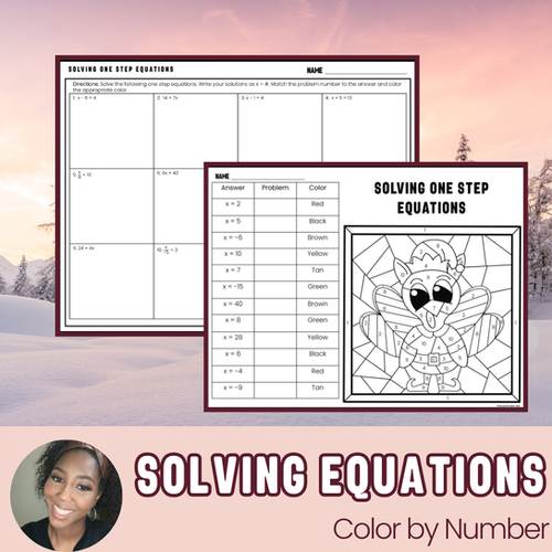 Solving Equations (one-step,two-step, & multistep) Color by Code ...