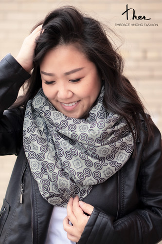 Hmong Pattern Lightweight Infinity Scarf | Embracehmongfashion