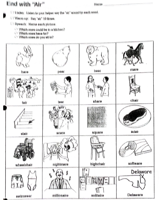Vocalic R AIR Sound at the Word Level