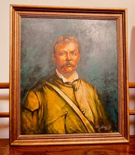 Framed oil on board portrait of the huntsman/explorer - #8970 | gb-revivals