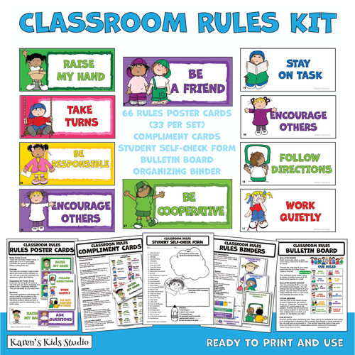 Classroom Rules Picture Cards
