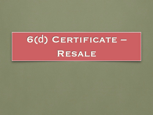 6(d) Certificate: Resale | website