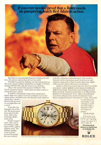 1970s Rolex Oyster Perpetual Day-Date Oil Well Firefighter "Red" Adair ...