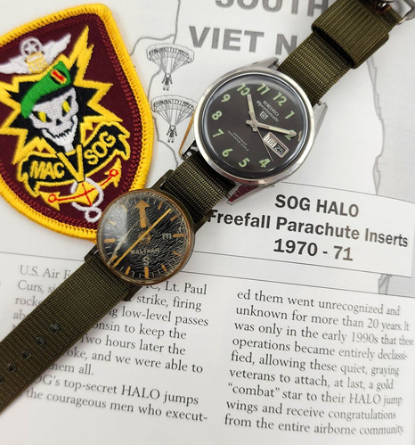 MACV-SOG 1967 Seiko 6619-8060 Automatic, w/Waltham Military Compass ...