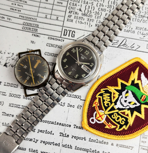 MACV-SOG 1968 Seiko 6119-8100 Automatic Sport Diver, w/Waltham Military ...