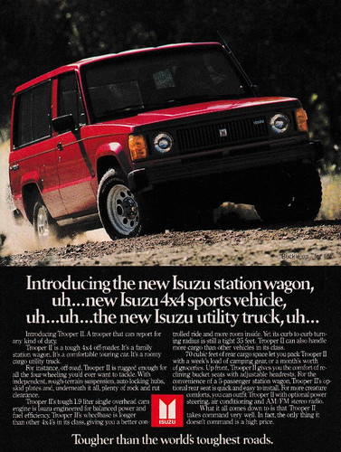 1984 Isuzu Trooper II "Introducing the Isuzu 4x4 Sports Vehicle, uh ...