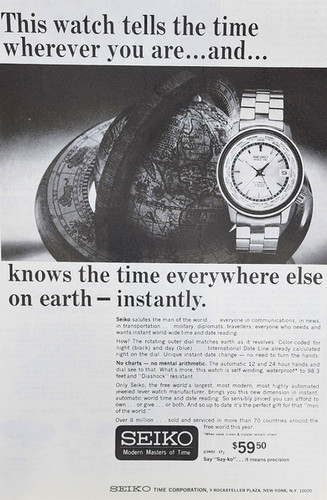 1960s Seiko 6217 GMT "The Watch Tells the Time Wherever You Are" Advert ...