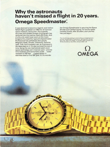 Early 1980s Omega Speedmaster Professional "No Astronauts Miss Flights ...
