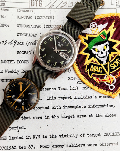 MACV-SOG 1968 Seiko 6119-8100 Automatic Sport Diver, w/Waltham Military ...