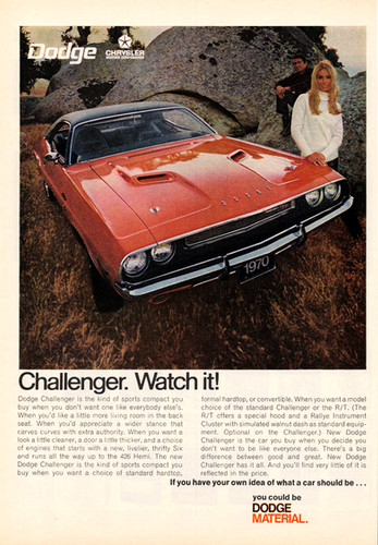 1970s Dodge Challenger "Watch It!" Coupe Advertisement | DC Vintage Watches