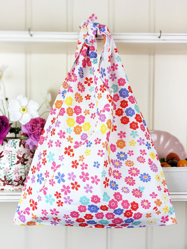 Organic Kyoto Tie Handle Bag - Small Flowers | Zusetsu