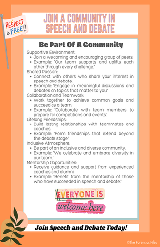 Join a Community - Speech & Debate Recruitment Poster | home
