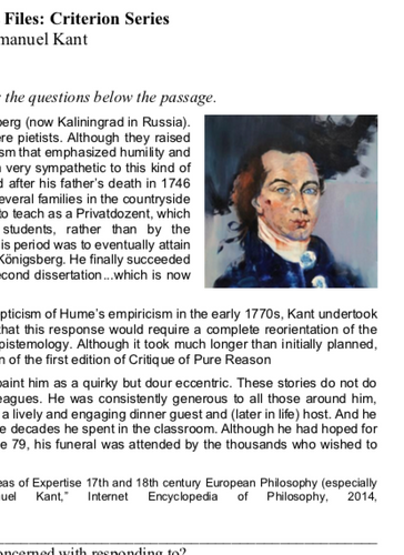 Kant - Criterion Philosophy Worksheets | home