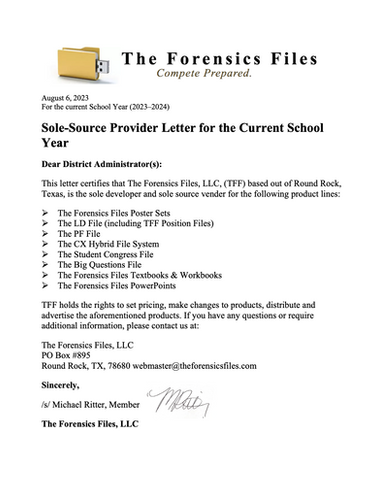 Sole Source Provider Letter 2023-24 | home