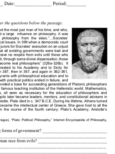 Plato - Criterion Philosophy Worksheets | home