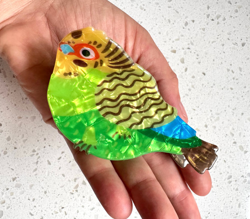 Iridescent Budgie/Parakeet Hair Clip | Birdie Bird Aviary