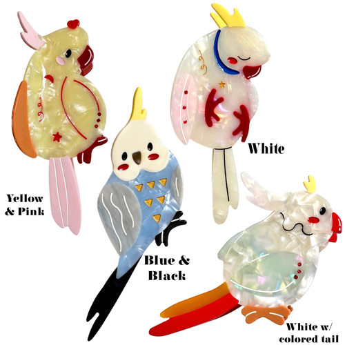 Handmade Colorful Cockatiel Hair Clips | Birdie Bird Aviary