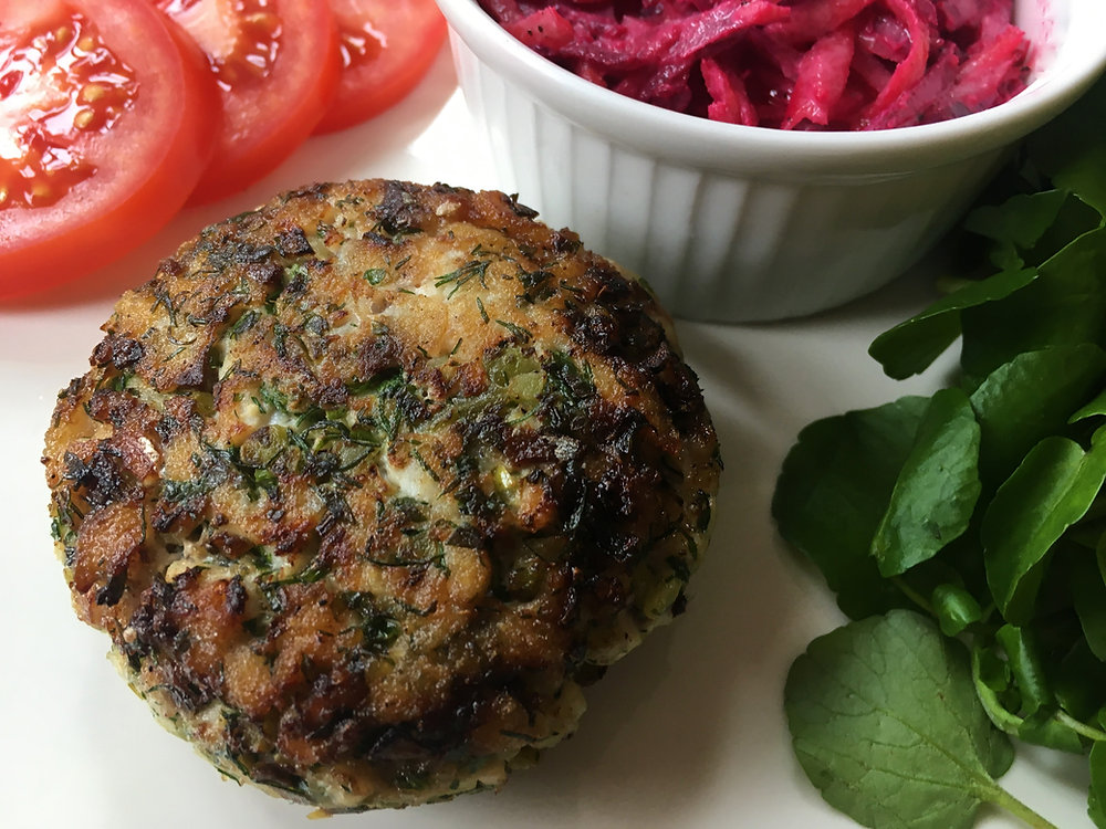 Mackerel Burger with Beetroot Slaw
