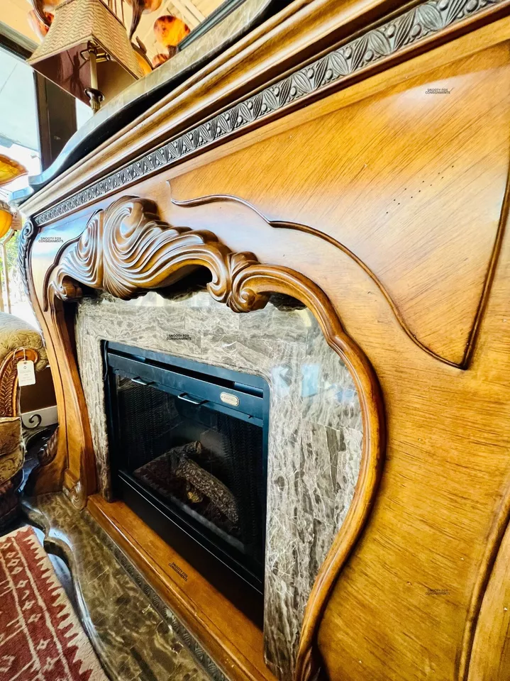 AICO by Michael Amini Eden fireplace with marble top and bottom | S Fox ...