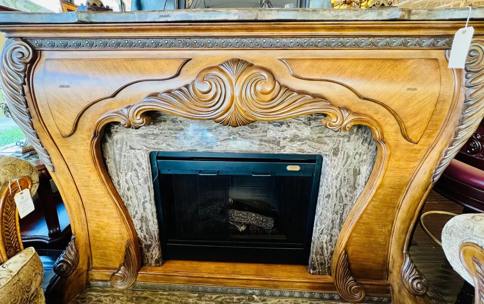 AICO by Michael Amini Eden fireplace with marble top and bottom | S Fox ...