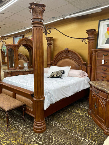 AICO by Michael Amini Monte Carlo Brown 5PC Bedroom Set (Pre-Owned) | Snooty Fox Consignment