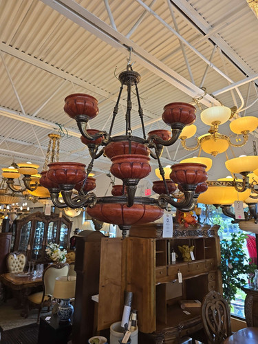 Red Alabaster and Bronze 2 Level 12 Arm | Snooty Fox Consignment