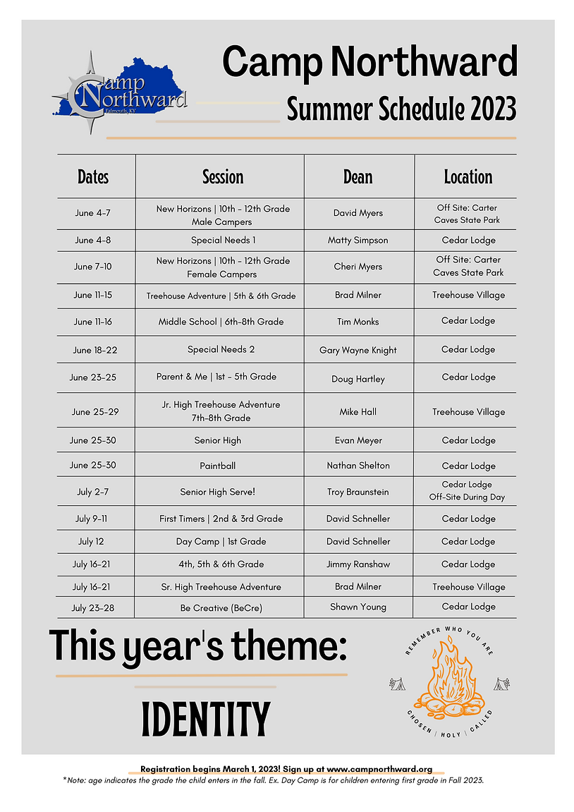 Camp Schedule | Camp Northward