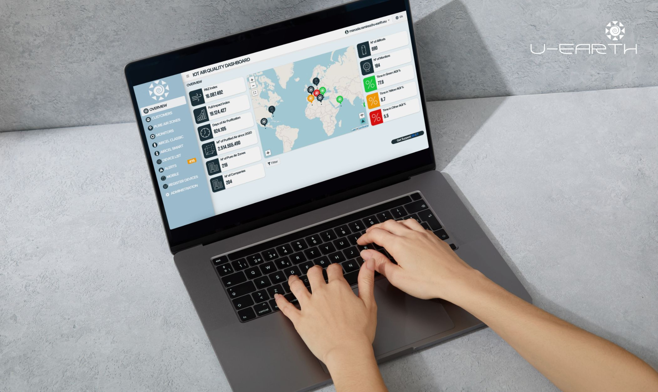 Pure air Zone® Air Quality Dashboard | U-earth Biotech