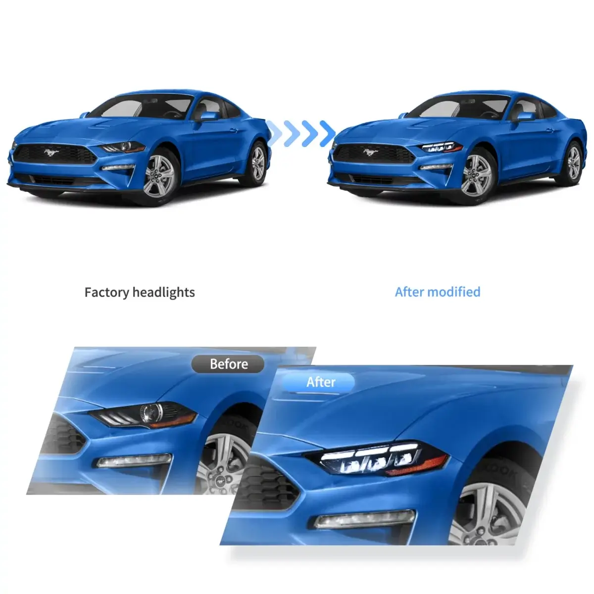 2018-2023 Ford Mustang Headlights Full LED With S650 Style | iTek