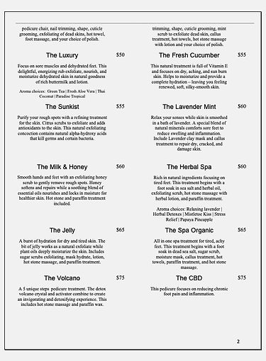 Menu | Luxury Nail & Spa | Mansfield