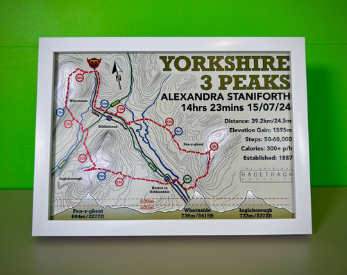 The Yorkshire 3 Peaks Route Map Certificate | RACE TRACK GRAPHICS