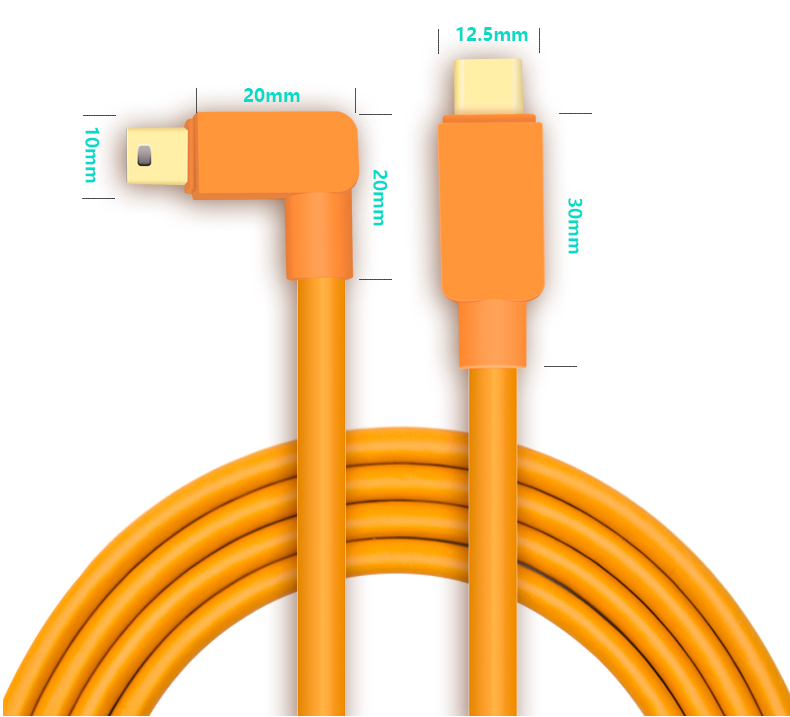 Yellowknife Tether Cable USB-C - Mini USB L-Shape (1.5m/3m/5m/8m/10m ...