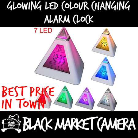 7 LED Digital Alarm Clock Color Changing Pyramid | blackmarketcamera