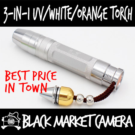 3 in 1 Torchlight (White, Orange, UV Light) | blackmarketcamera