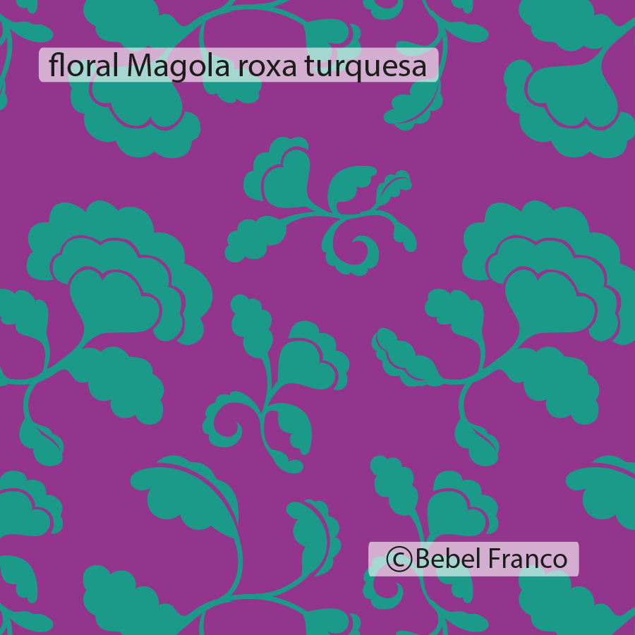 Tecido para área externa Floral Magola Roxa Turquesa | Bebel Franco