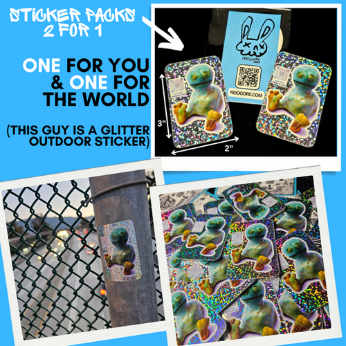 GLITTER Vinyl sticker pack "BIG FOOTED LITTLE GREEN GUY" | Reid Gore Art