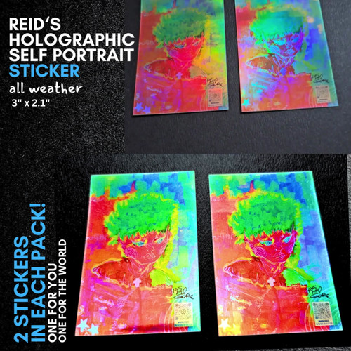 Reid's Holographic Self Portrait Vinyl Sticker | Reid Gore Art