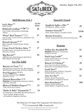 Food & Menu | Salt & Brick Calgary
