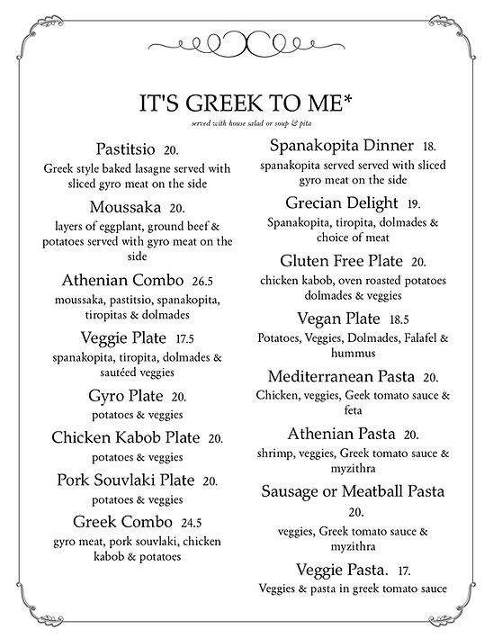 Breakfast/Lunch Menu | The Athenian Restaurant