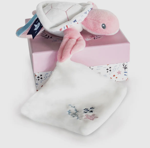 Under the Sea: Pink Turtle Plush with Blanket | Little Lake Play
