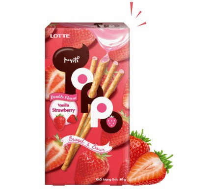 Lotte Toppo Double Flavour Vanilla/Strawberry Stick 40g | Chow's Mart