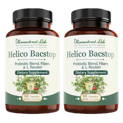 2 X H. Pylori Natural Treatment | Helico-Bacstop | 120 Capsules | Top ...