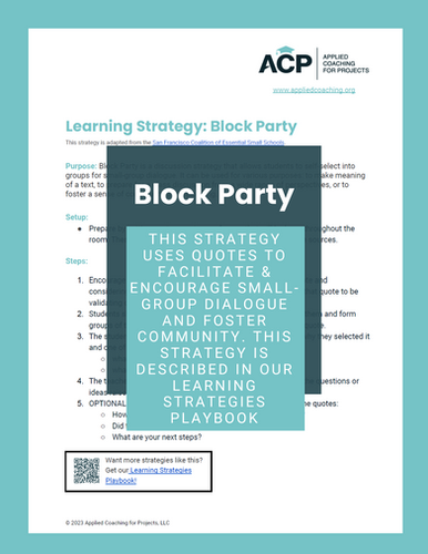 Block Party Learning Strategy | Applied Coaching