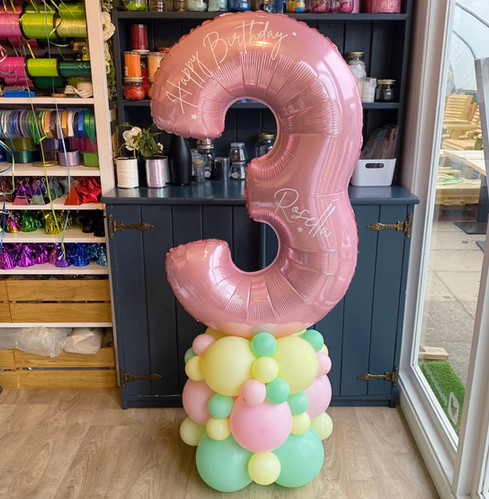 40 Inch Single Deluxe Pastel Pink Number Balloon Stack, Pastels ...