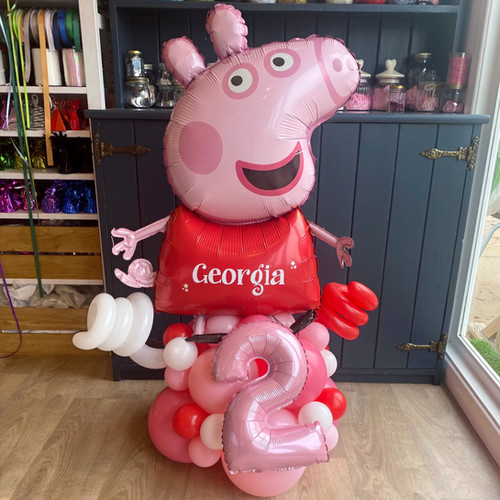 Peppa Pig Character Themed Balloon Stack - Pinks | TheHandcraftedParty