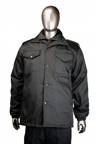 Double collar jacket - Hip length -Black | Supplycor