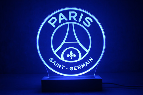 Lampe Led PSG | Veilleuse PSG | idée cadeau PSG | Logo PSG | Design Laser
