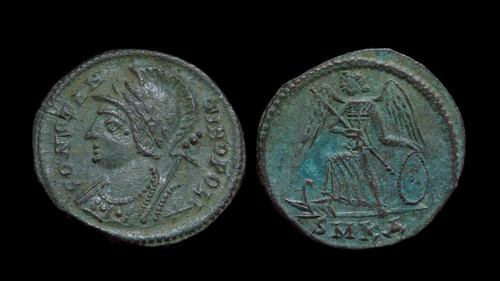 CONSTANTINOPOLIS, City Commemorative . AD 330-346 . AE3 . Victory on a ...